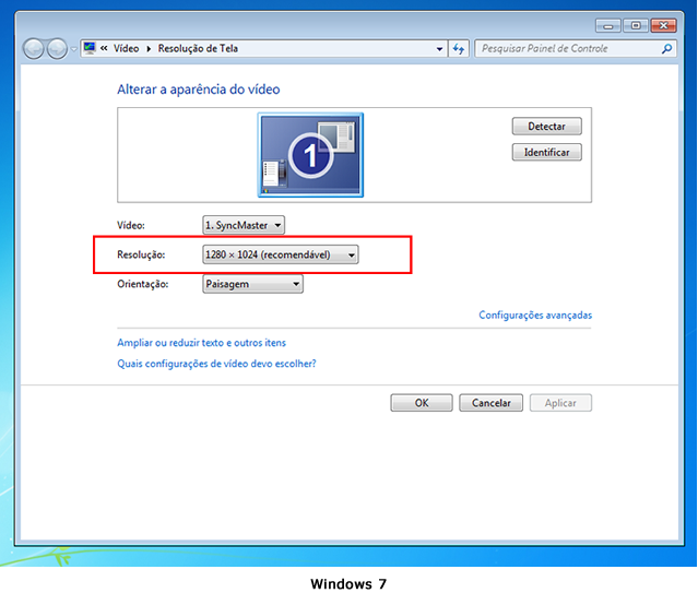 Resolução Monitor Win7 altera
